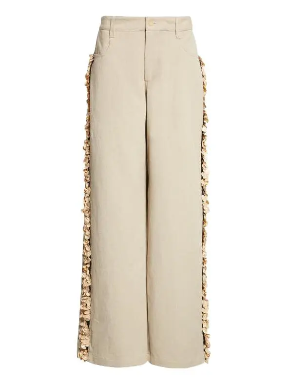 DIOTIMA Burro Paillette Wide Leg Jeans - Khaki