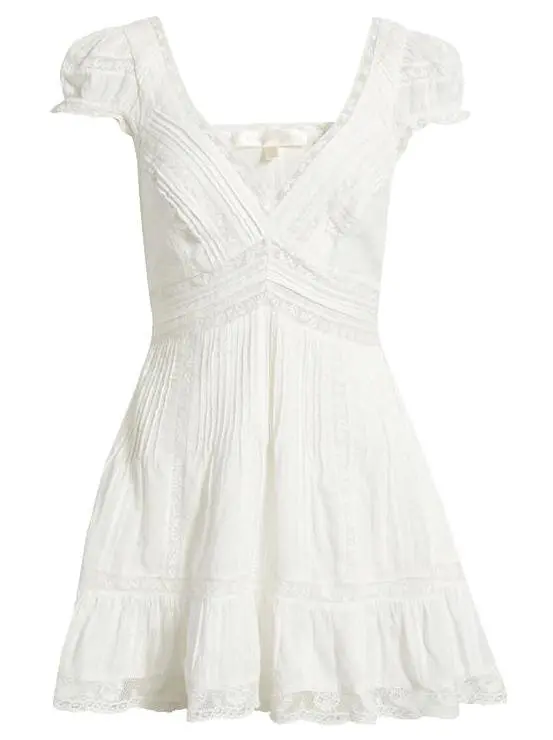 LoveShackFancy Edena Mini Dress - White