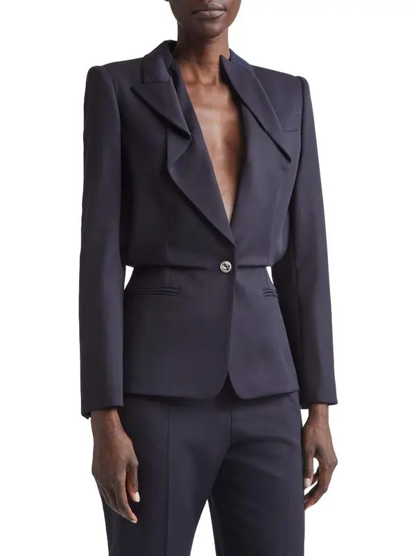 Alexander McQueen Wool Grain De Poudre Jacket - Navy