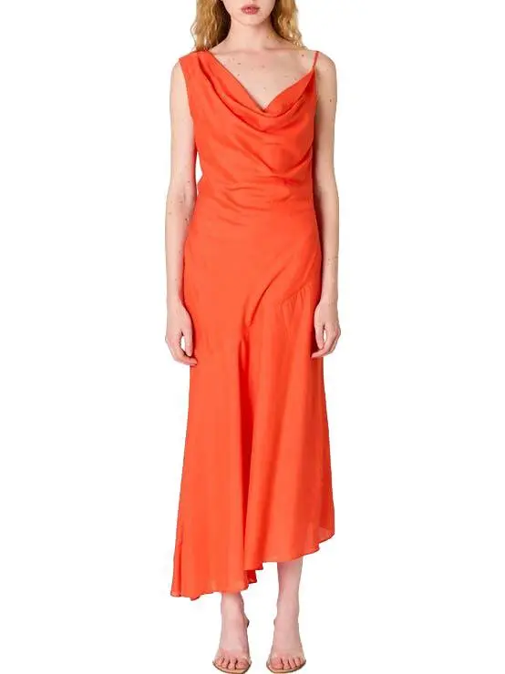 NIA Cielo Cowl Neck Open Back Sundress - Coral Red