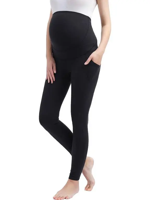 KIMI + KAI Joi Belly & Back Support Pocket Maternity Leggings - Black