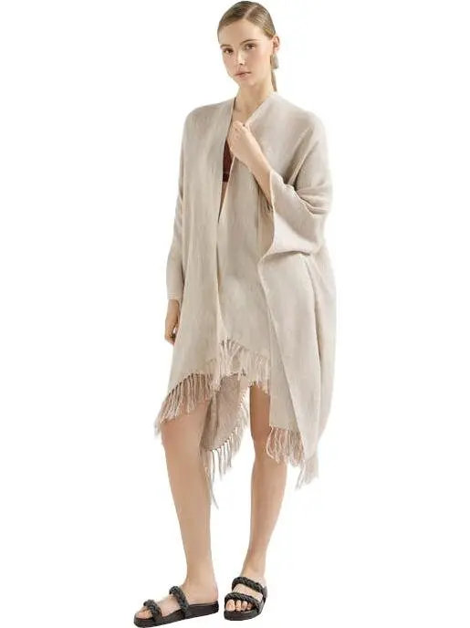 Brunello Cucinelli Linen Cover Poncho - Beige