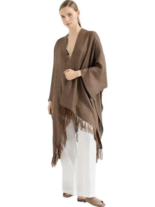 Brunello Cucinelli Linen Cover Poncho - Brown