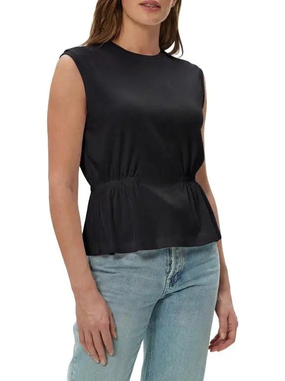 Michael Stars Rochel Peplum Sleeveless Top - Black