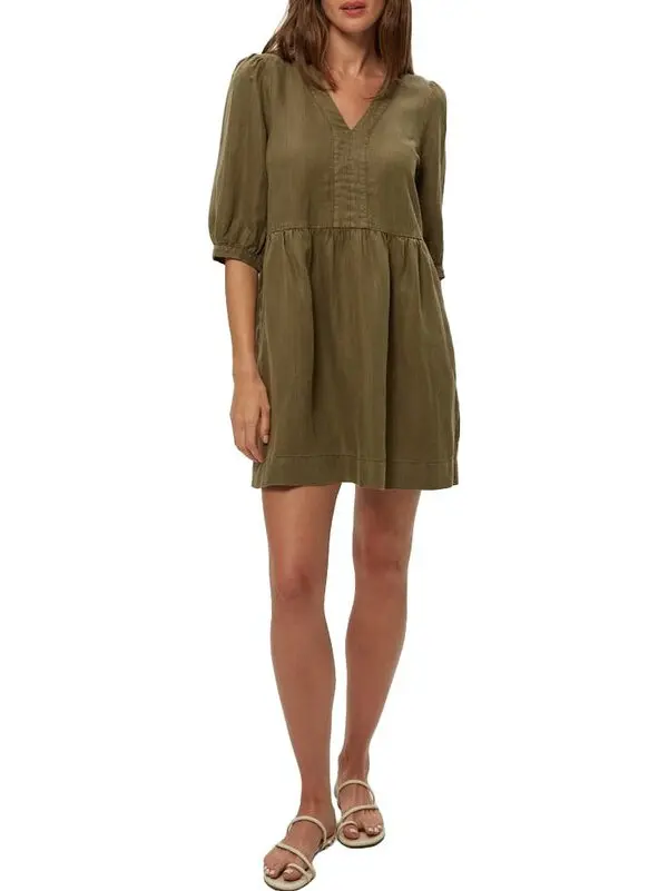 Michael Stars Brielle Linen Blend Minidress - Caper