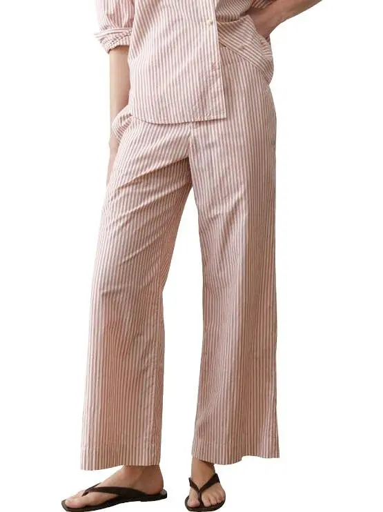 Marine Layer Marisol Pima Cotton Wide Leg Pants - Clay Stripe