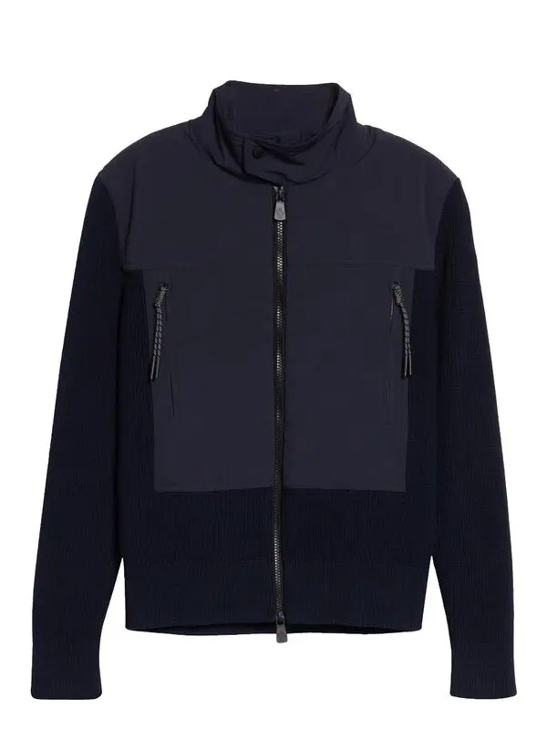 Moncler Hybrid Down-fill Zip-up Cardigan - Navy Blue