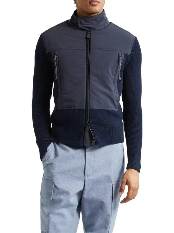 Moncler Hybrid Down-fill Zip-up Cardigan - Navy Blue