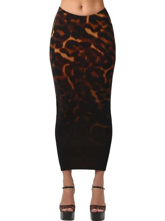 Naked Wardrobe Printed Body-con Maxi Skirt - Tortoise