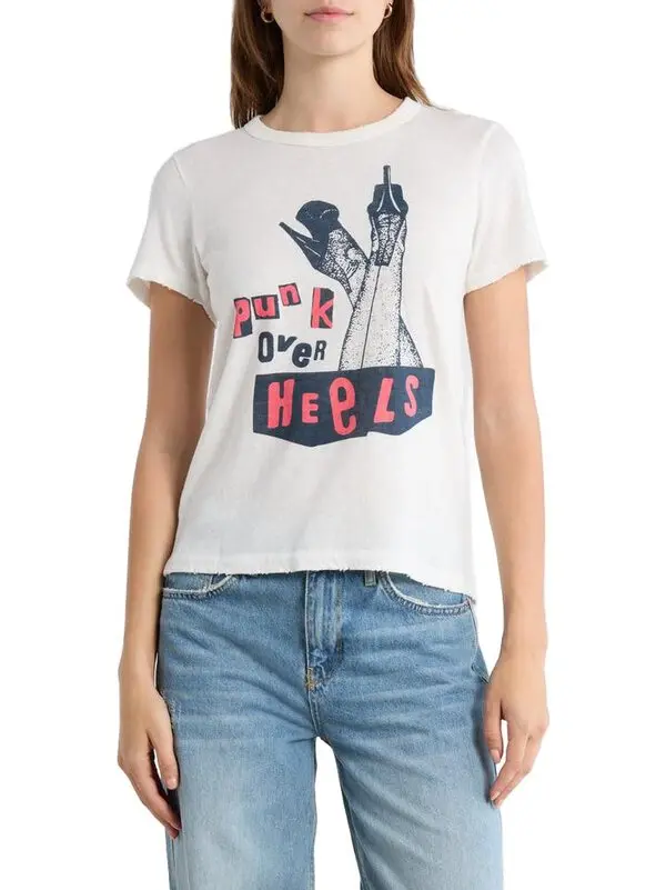 Junk Food Punk Over Heels Graphic T-shirt - Vintage White