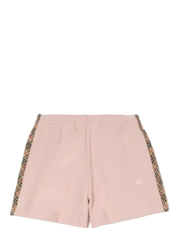 Burberry Check Trim Cotton Shorts - Bouquet Pink