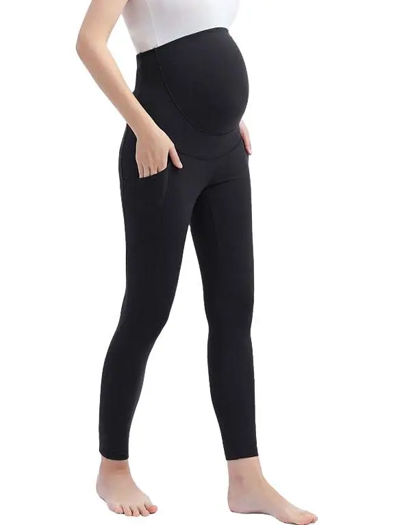 KIMI + KAI Sol Belly & Back Support Pocket Maternity Leggings - Black