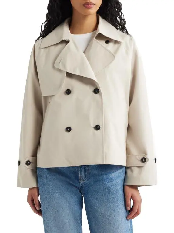 SAVE THE DUCK Garbo Crop Trench Coat - Shore Beige