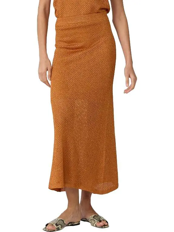 Diane Von Furstenberg Ankle-skimming Open Stitch Skirt - Copper Gleam