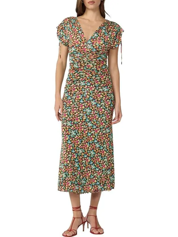 Diane Von Furstenberg Ella Floral Midi Dress - Sherbet Pony Multi