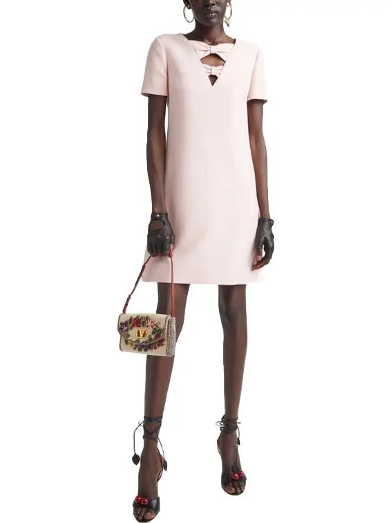 Valentino Garavani Bow Detail Crepe Couture Minidress - Rose
