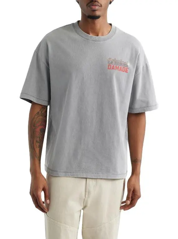 CRIMINAL DAMAGE Vending Graphic T-shirt - Washed Grey