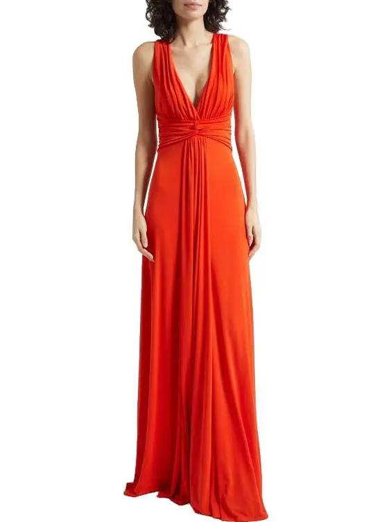 Cinq À Sept Gertie Sleeveless Gown - Red Tangerine