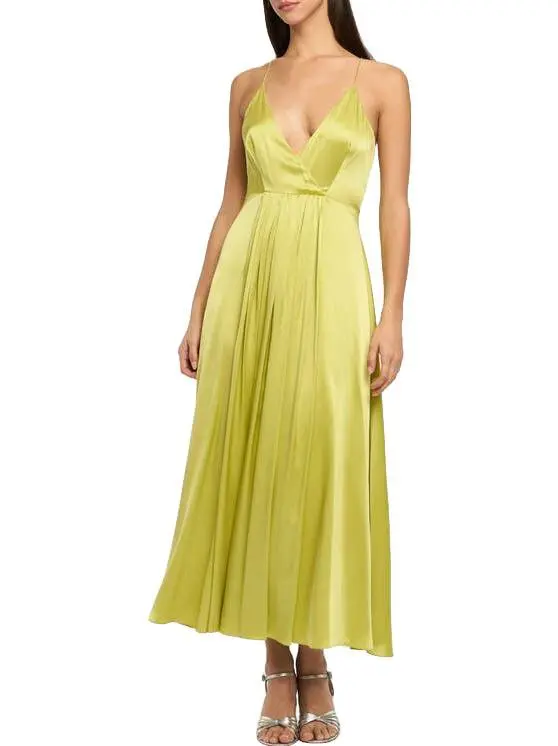 Cinq À Sept Galina Satin Dress - Green Banana
