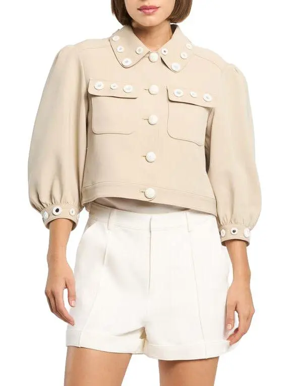Cinq À Sept Gilliana Crop Jacket - Khaki/ivory
