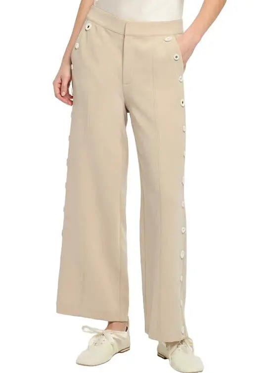 Cinq À Sept Gilliana Wide Leg Pants - Khaki/ivory