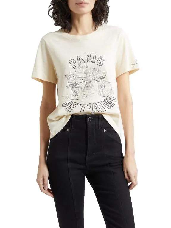 Cinq À Sept Rhinestone Paris Graphic T-shirt - Gardenia/black