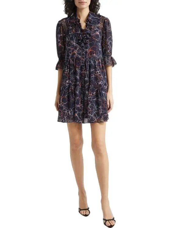 Cinq À Sept Floral Print Mini Dress - Navy Multi