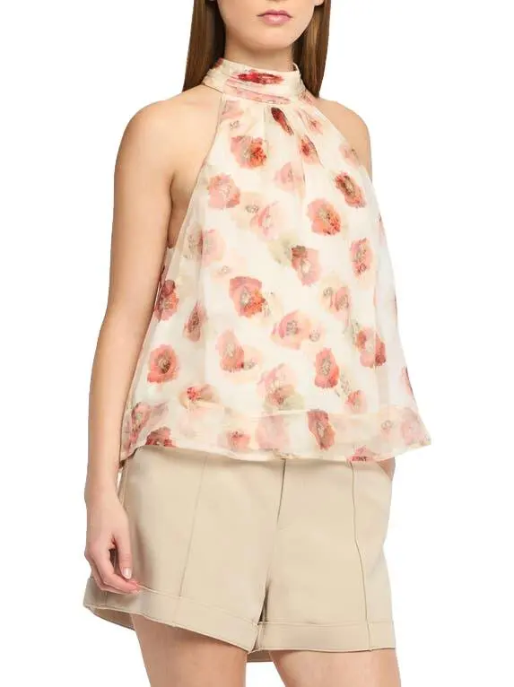 Cinq À Sept Brennan Floating Poppies Silk Top - Gardenia Multi
