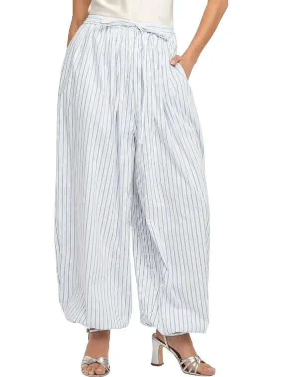 Cinq À Sept Leo Stripe Pants - White/cornflower