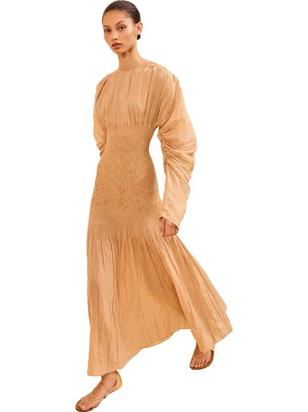 Ulla Johnson Irina Smocked Maxi Dress - Dune
