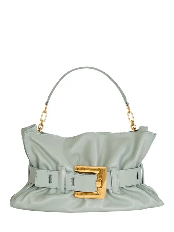 Balmain Medium Leather Anthem Shoulder Bag - Green