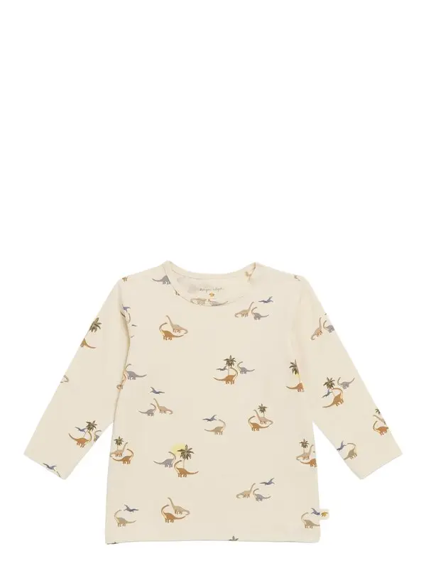 KONGES SLOJD Dinosaur Print Long-sleeve T-shirt - Ivory