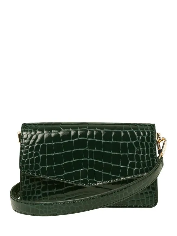 ASPINAL OF LONDON Leather Croc-embossed Eliza Clutch - Green