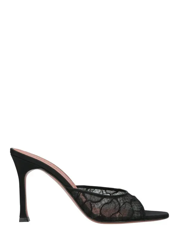 Amina Muaddi Lace Alexa Heeled Mules 95 - Black