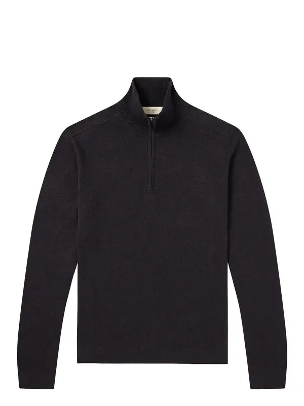 PIACENZA CASHMERE 1733 Cashmere And Linen-blend Half-zipped Sweater - Black