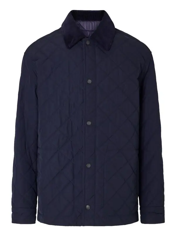 Purdey Corduroy-trimmed Padded Quilted Jacket - Blue