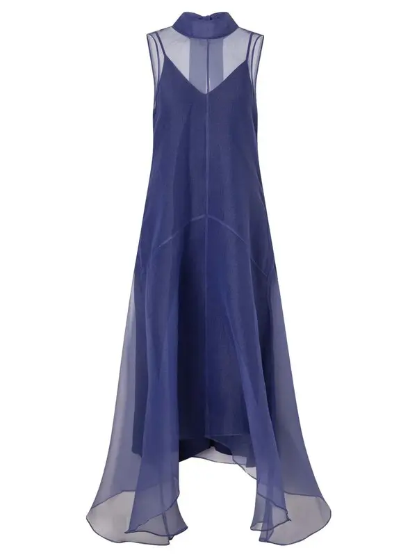 Staud Auden Sheer Midi Dress - Blue