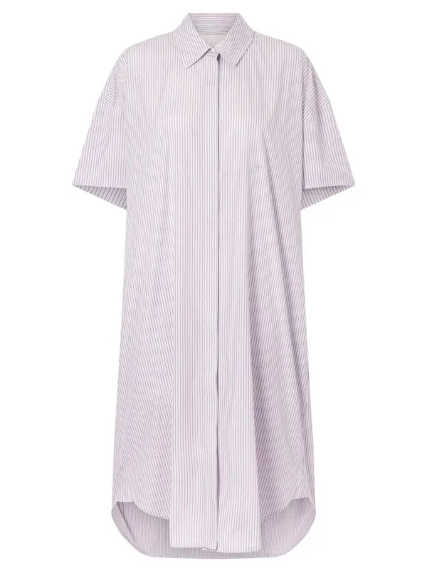 RÙADH Embroidered Striped Cotton-poplin Midi Shirt Dress - Purple