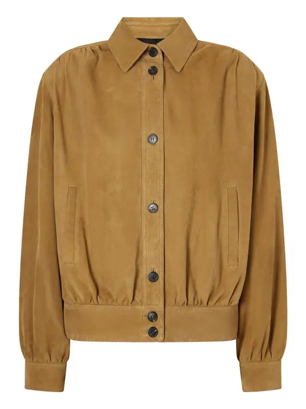 Saint Laurent Suede Blouson Jacket - Brown