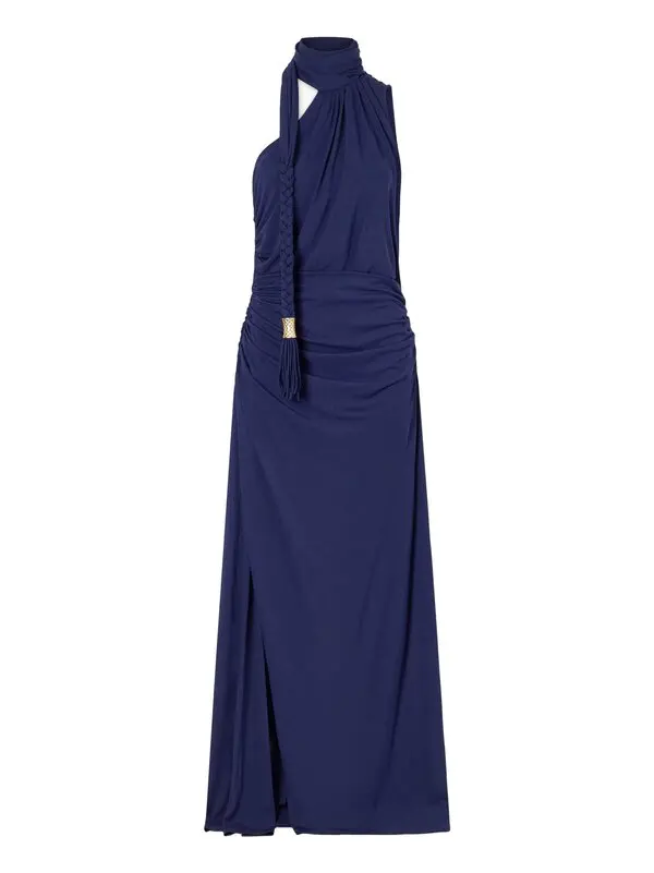 Simkhai Moira Ruched Stretch-jersey Gown - Navy