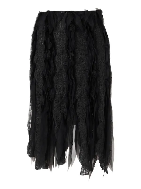 PAULINE DUJANCOURT Tulle-trimmed Brushed-knit Midi Skirt - Black