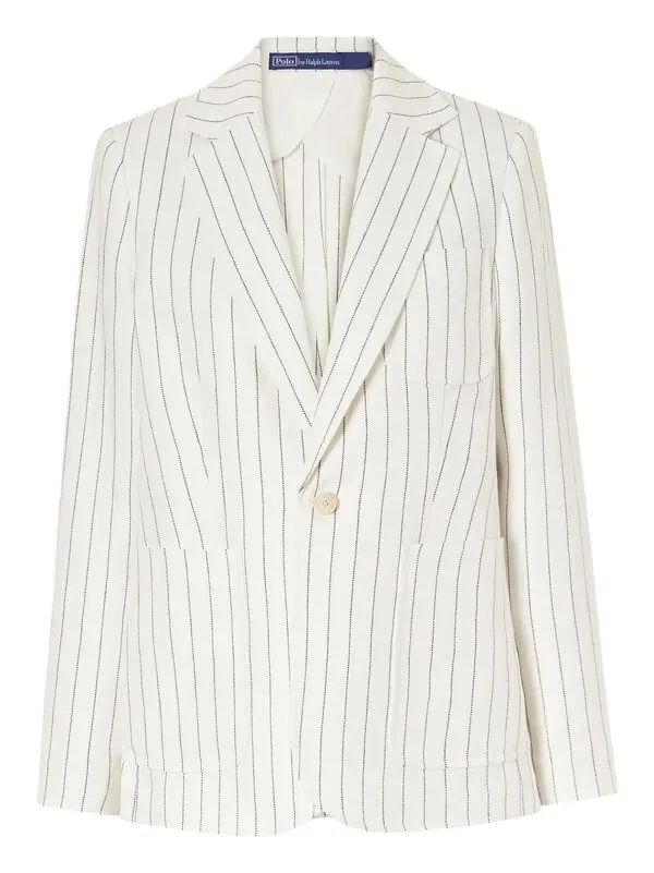 Polo Ralph Lauren Pinstriped Hemp Blazer - Off-white