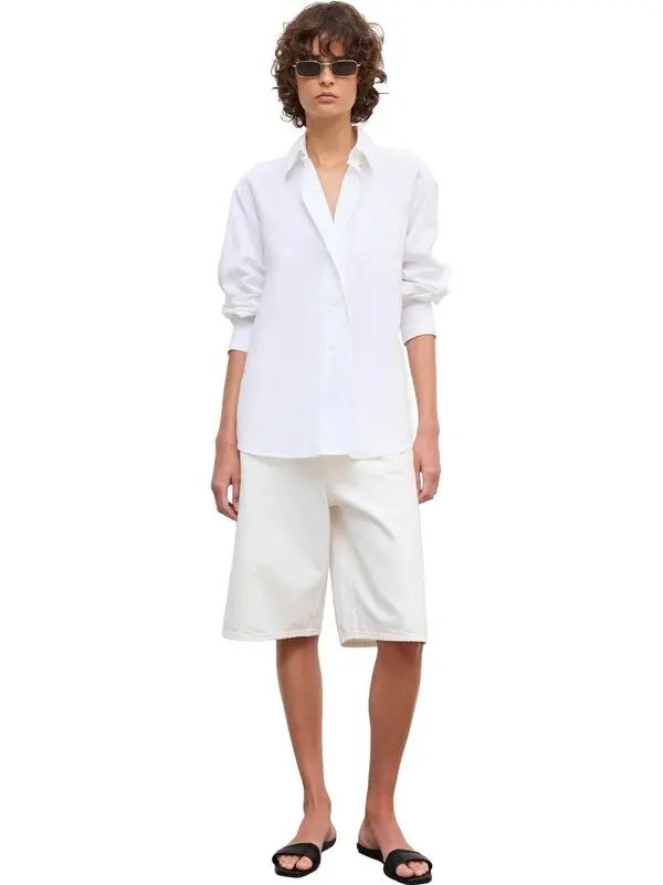 HOUSE OF DAGMAR Asymmetric Linen Blend Shirt - White