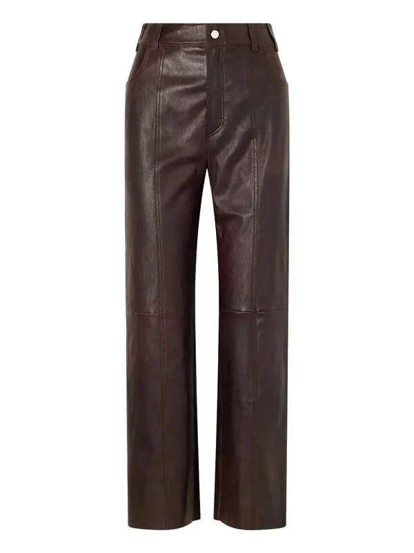 Stouls Benny Leather Straight-leg Pants - Burgundy
