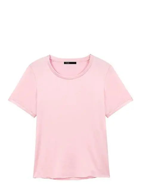 Maje Short-sleeved Stretch-silk Top - Pink