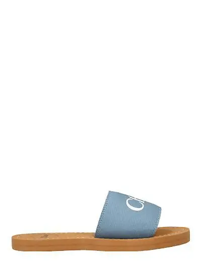 Chloé Logo-print Woven Slides - Blue