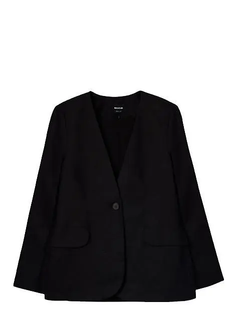 Whistles Linen Single-breasted Blazer - Black