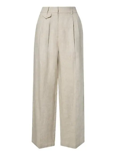 MALINA Yana Wide-leg Linen Trousers - Sand