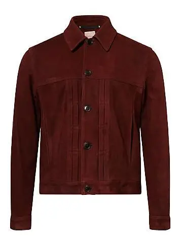 Paul Smith Pleated-placket Collared Suede Jacket - Brown