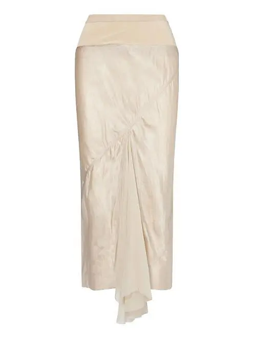 Rick Owens A-line Bias Satin Midi Skirt - Sand